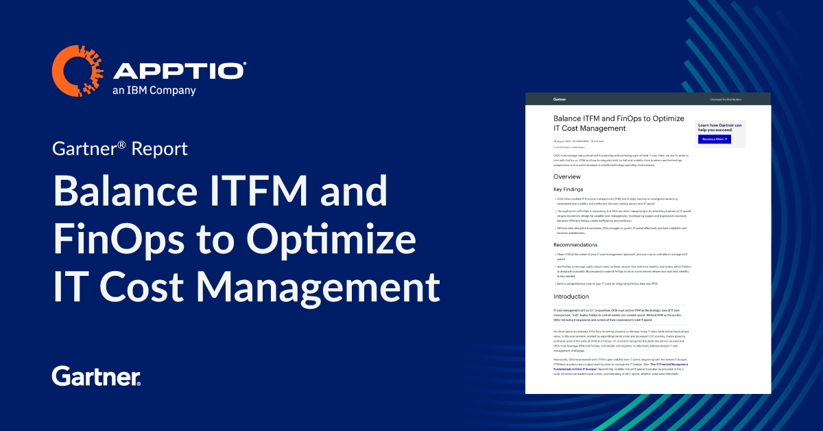 Balance ITFM and FinOps to Optimize IT Cost Management - Apptio
